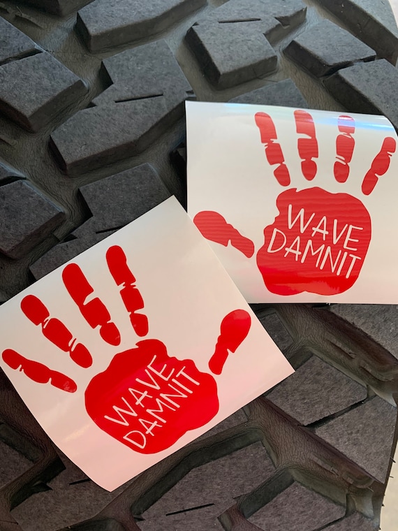 Pair of Wave Damnit Hands Decals - Etsy