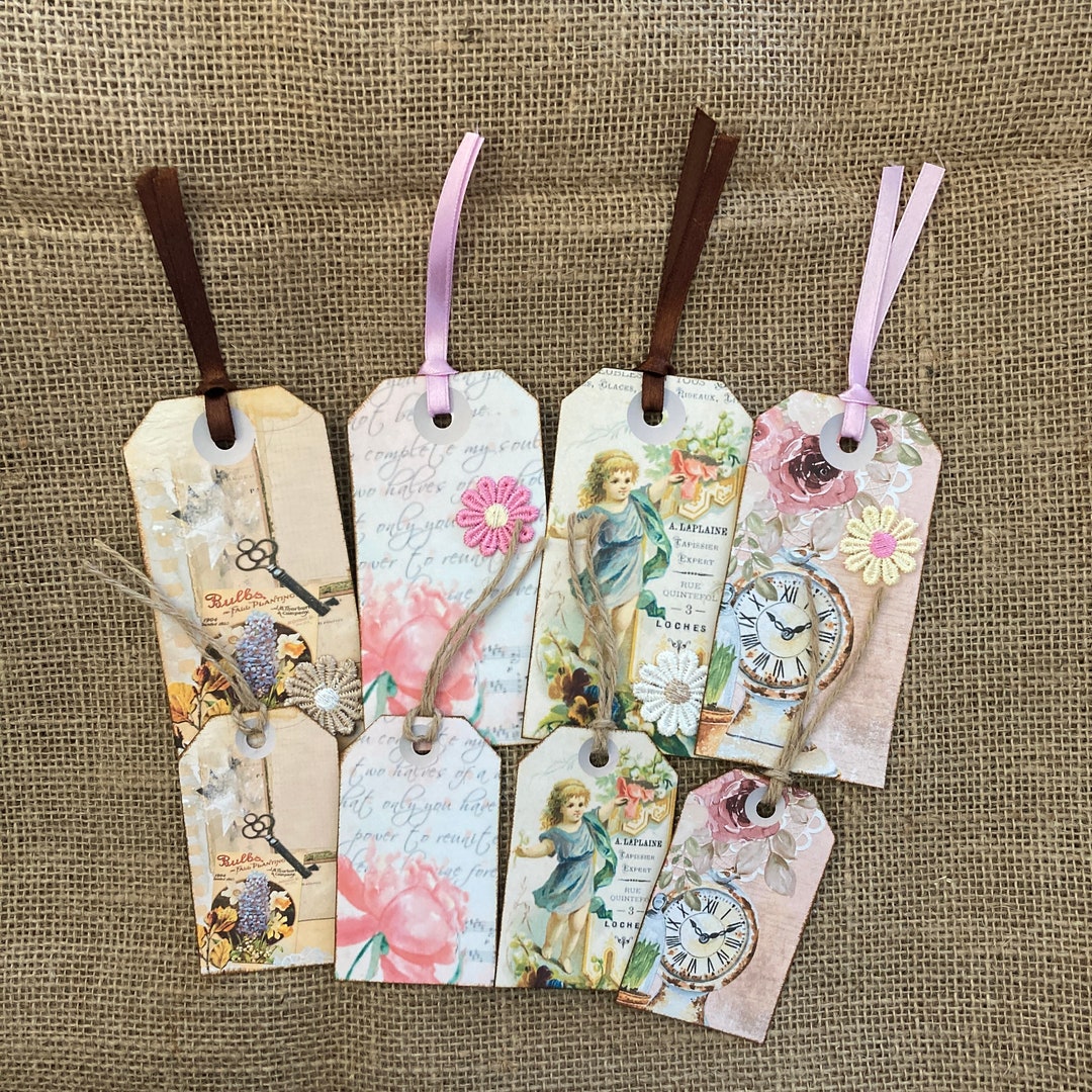 8 Victorian Style Handmade Gift Tags / Luggage Style / Travel / Junk ...