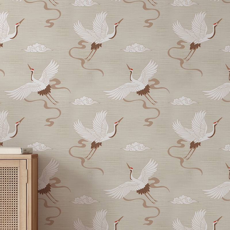 Crane Wallpaper Unpasted - Etsy
