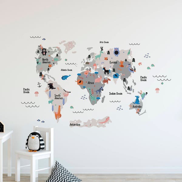 World Map Decal - Etsy