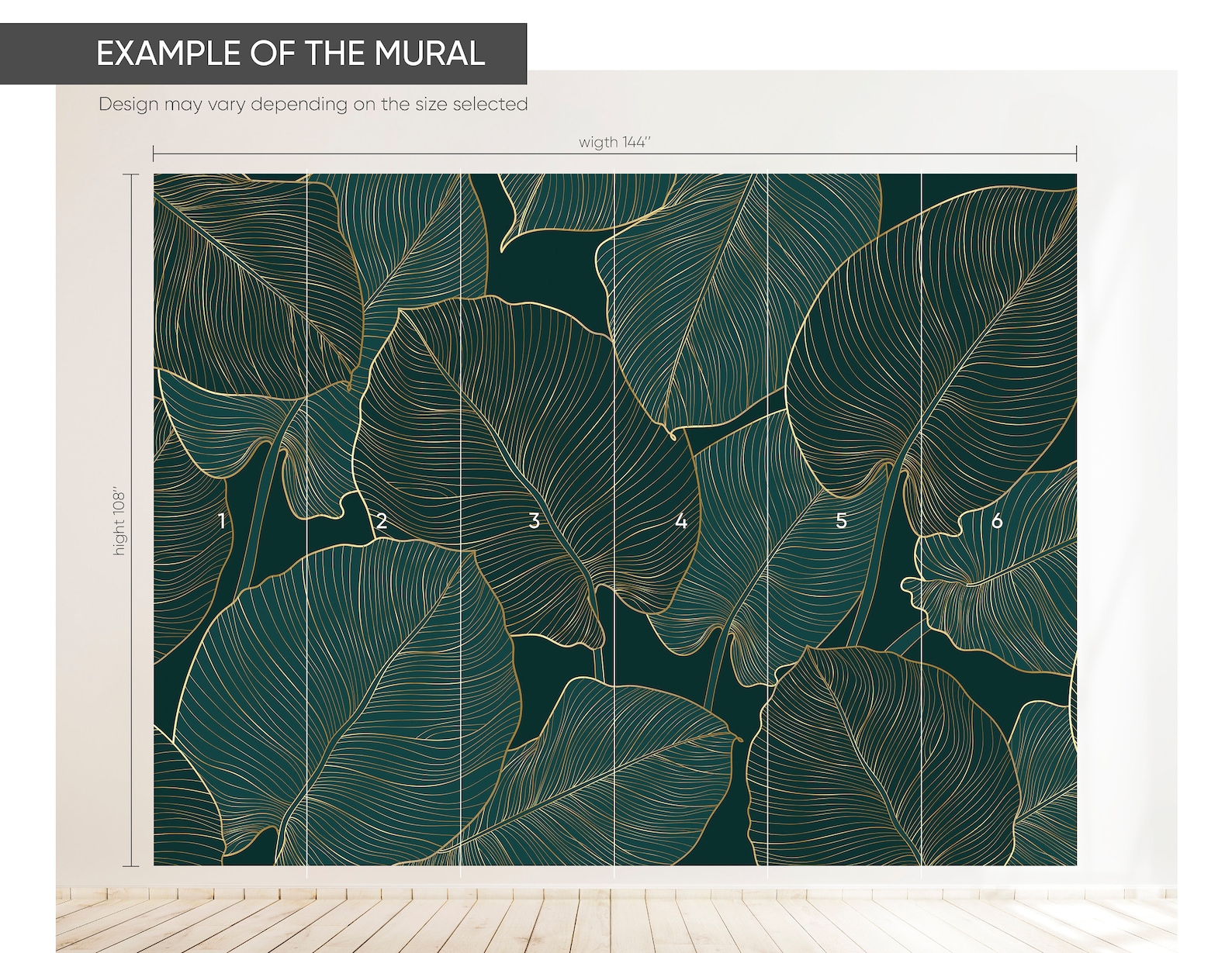 Emerald Green Tropical Leaves Wallpaper – Large Banana Line Art ...