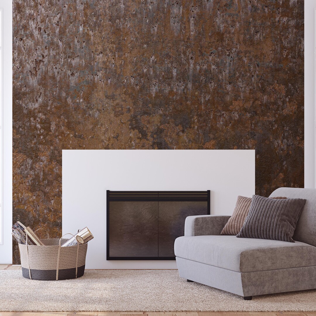 Rust Metal Texture Wallpaper – Patina Oxidized Industrial Loft Brown ...