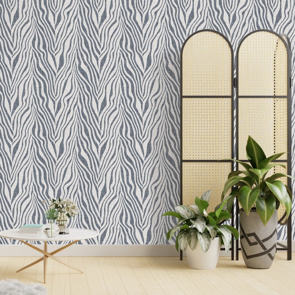 Animal Print Wallpaper Navy - Etsy