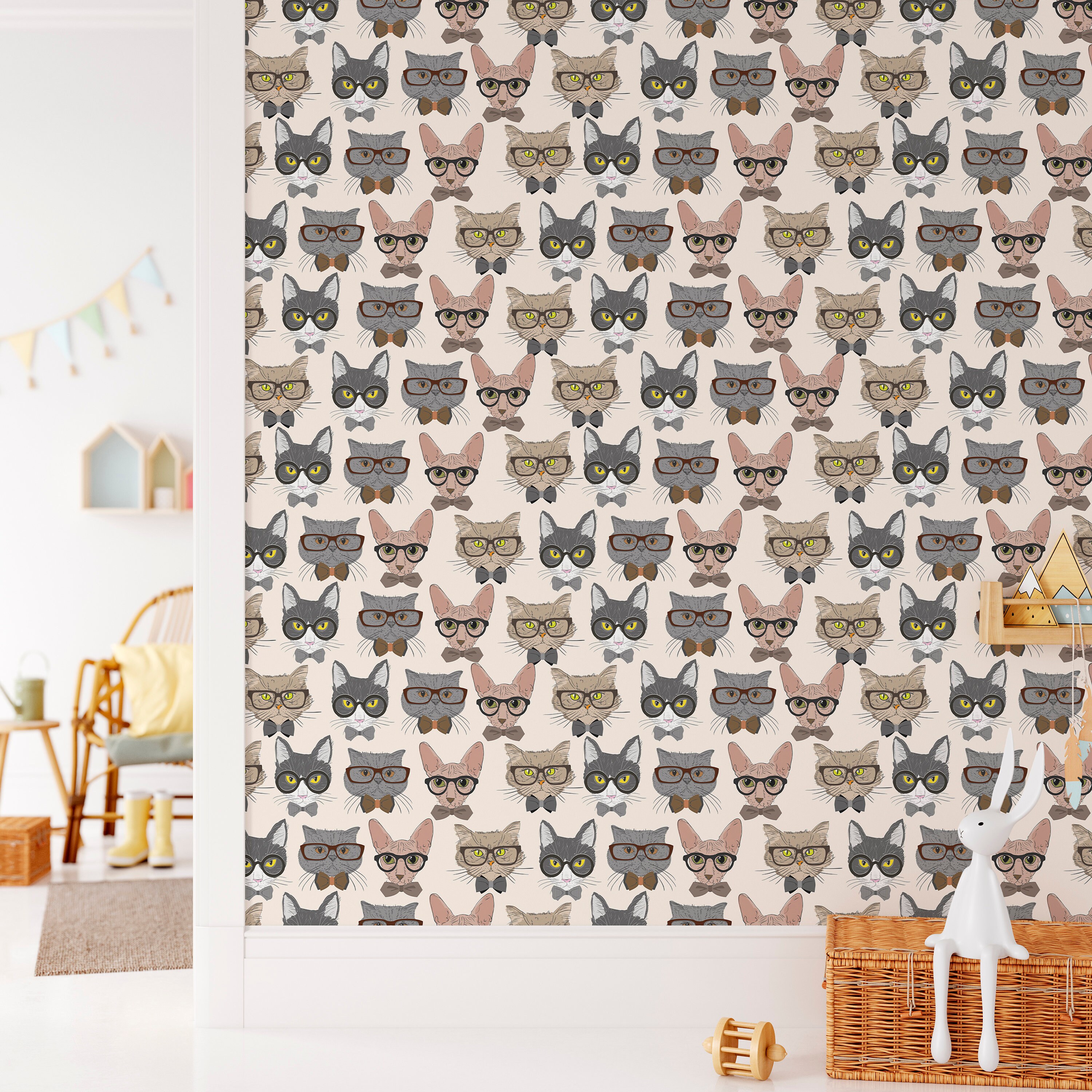 Peel and Stick Cats Wallpaper - Self Adhesive Cute Kitty Cat Temporary ...