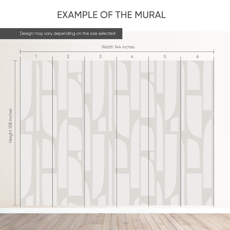 Neutral Geometric Shapes Wall Mural - Arch Abstract Peel and Stick ...
