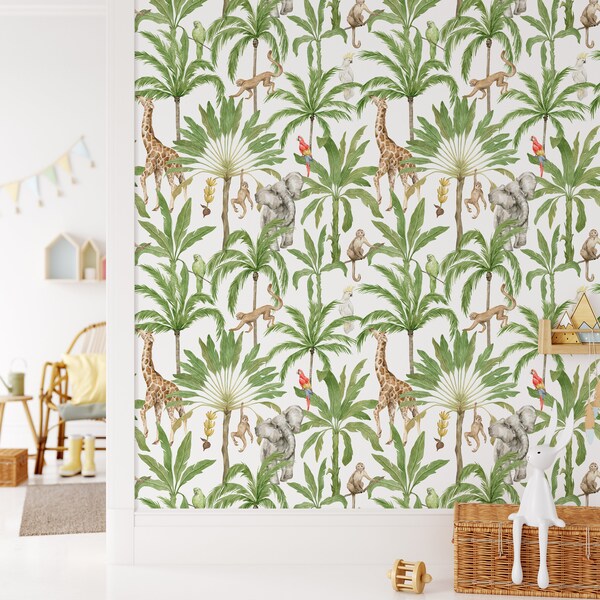 Safari Leaf Wallpaper - Etsy