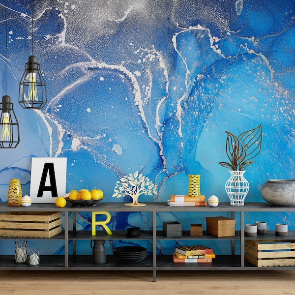 Blue Removable Wallpaper - Etsy