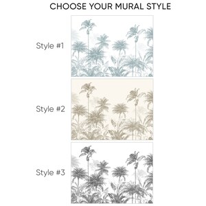 Vintage Jungle Palms Wall Mural - Peel & Stick Sketch Print Wallpaper ...