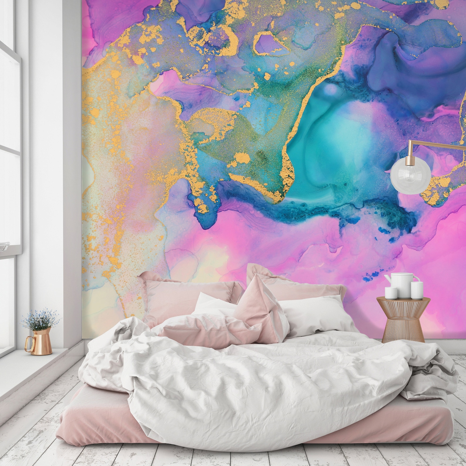 Watercolor Abstract Marble Wall Mural - Alcohol Ink Peel and Stick ...