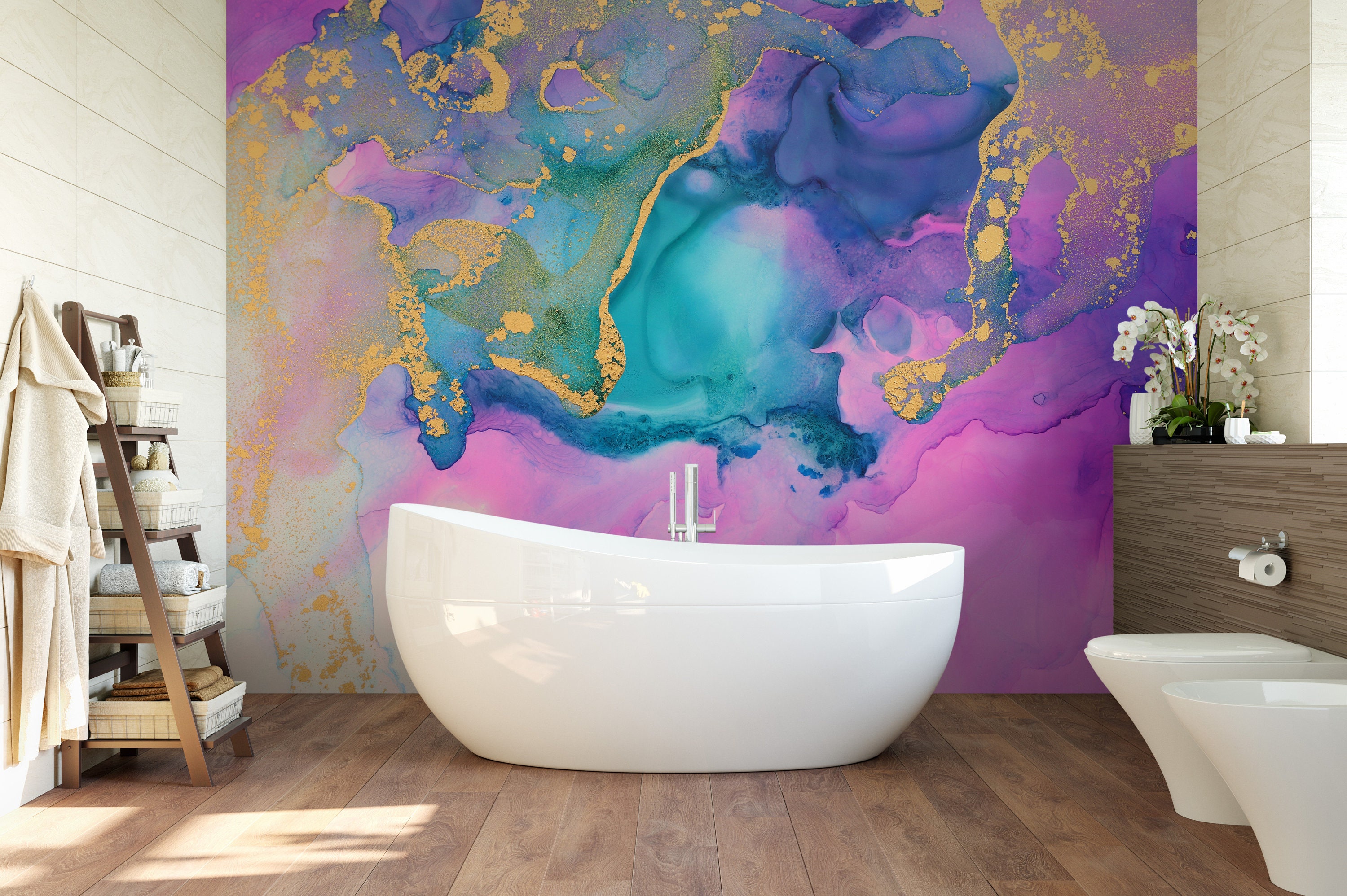 Watercolor Abstract Marble Wall Mural - Alcohol Ink Peel and Stick ...