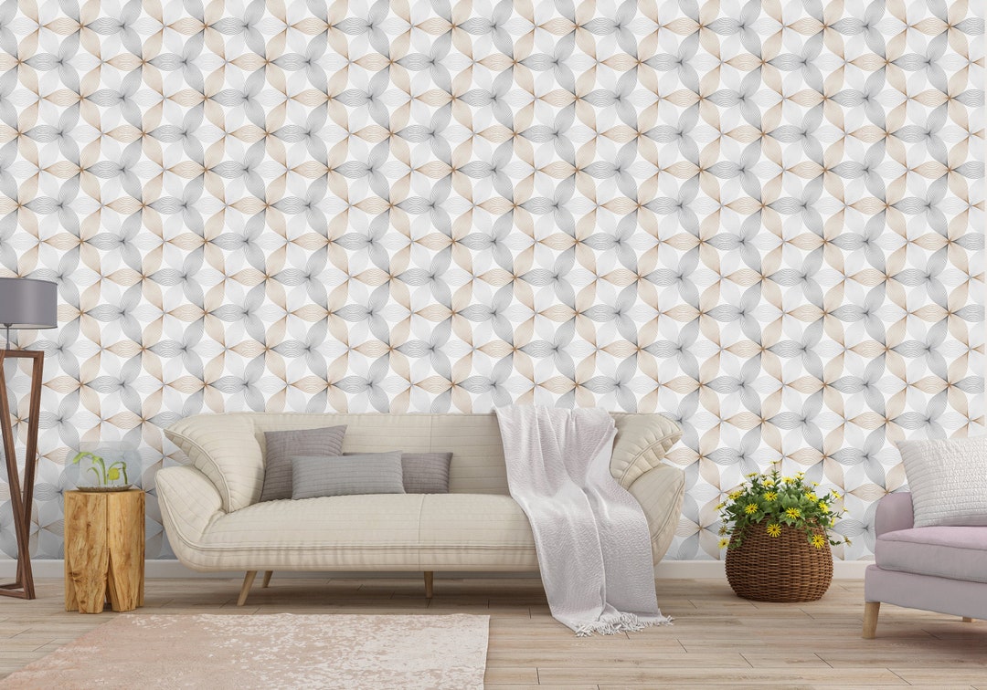 Geometric Floral Self Adhesive Wallpaper - Removable Flower Petal Wall ...