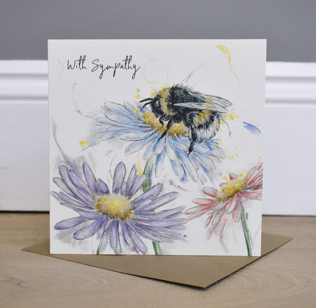 With Sympathy Bee and Flower Greeting Card - Etsy