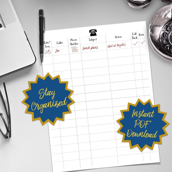 Voicemail Log Template - Etsy