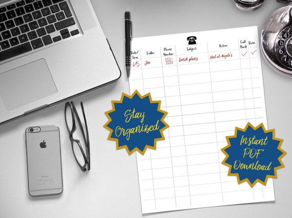 Printable Telephone and Voicemail Log/tracker Template | Etsy