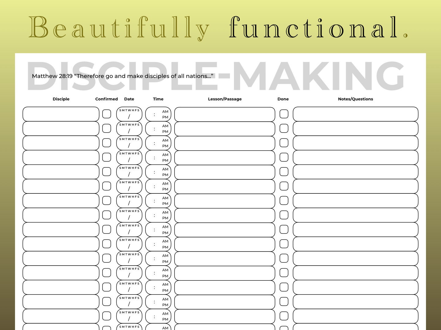 Printable Tracker for Disciple-making and Home/personal Bible Study ...