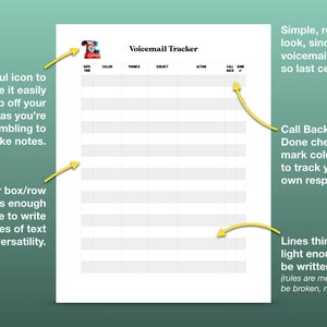 Printable Voicemail Log Template: Retro Simple Form (PDF & Apple Pages ...