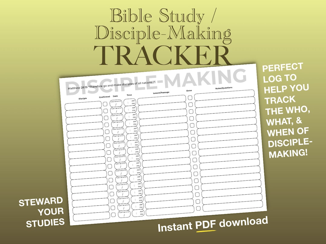 Printable Tracker for Disciple-making and Home/personal Bible Study ...
