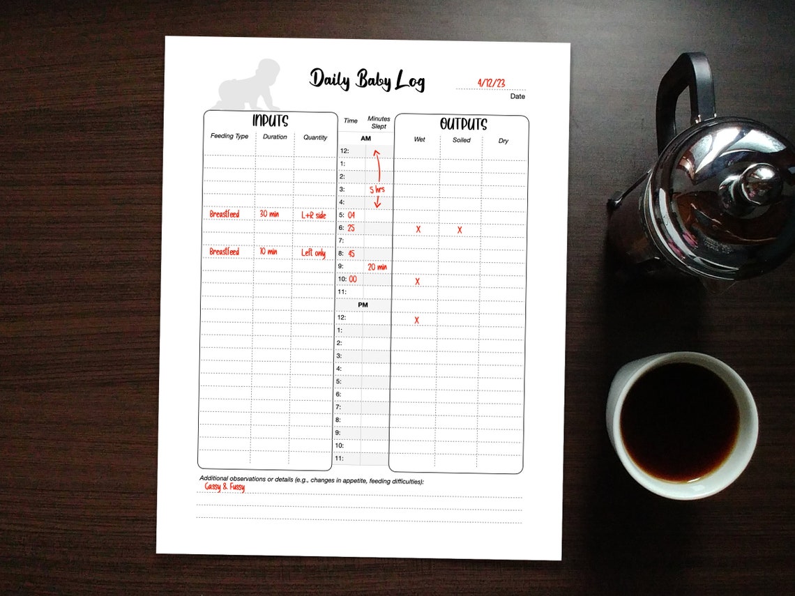 Printable Baby Log/tracker Template for Infants and Newborns. Useful ...