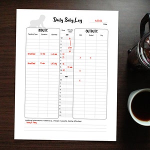 Printable Baby Log/tracker Template for Infants and Newborns. Useful ...