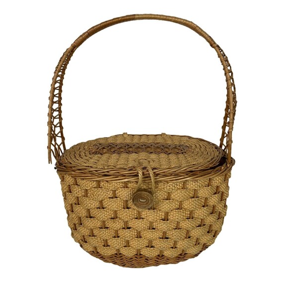 Nantucket Style Rattan Bucket Basket Purse 11 x 9 x 5… - Gem