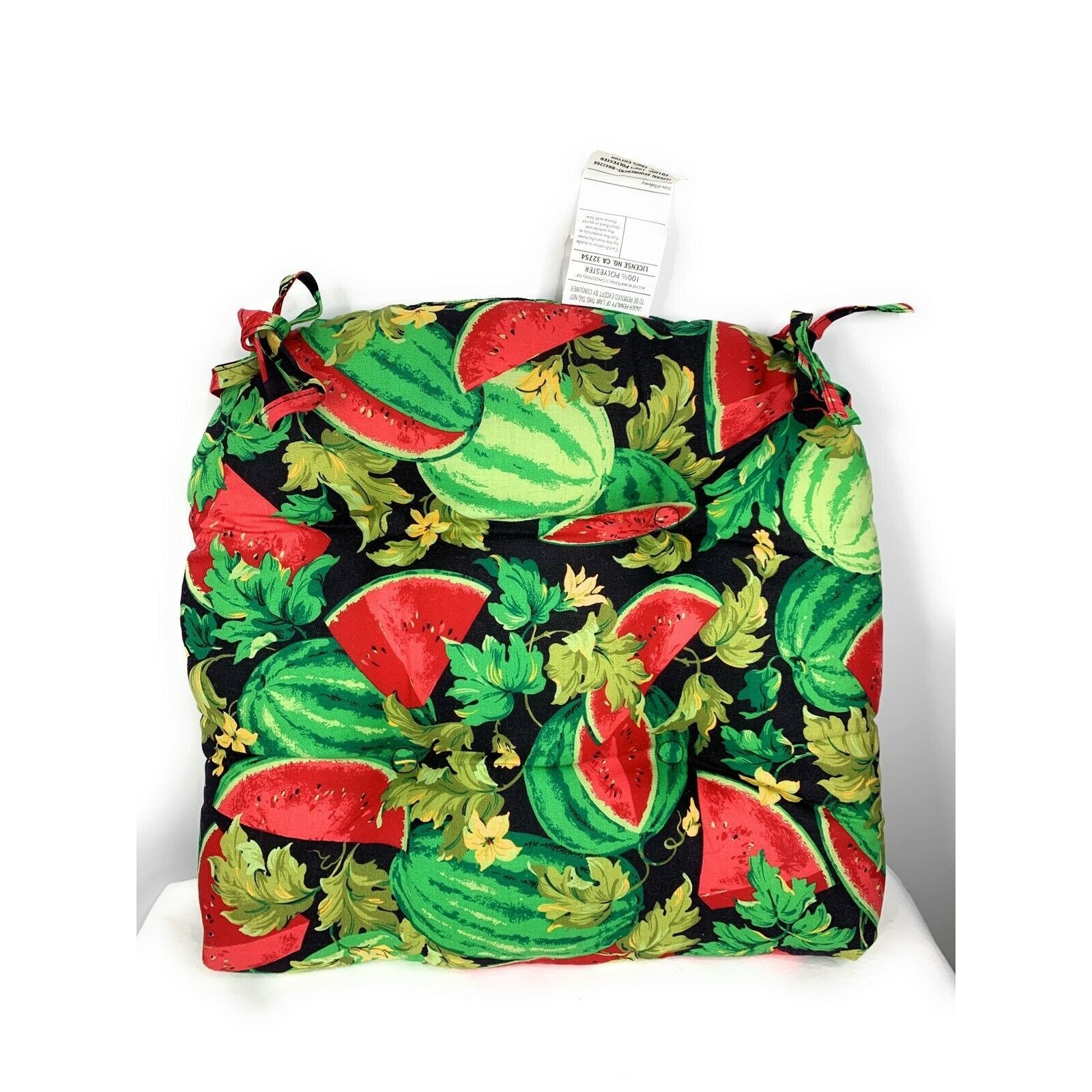 2 Watermelon Seat Cushions With Ties Vintage Made in USA 15 X 16 Inches ...