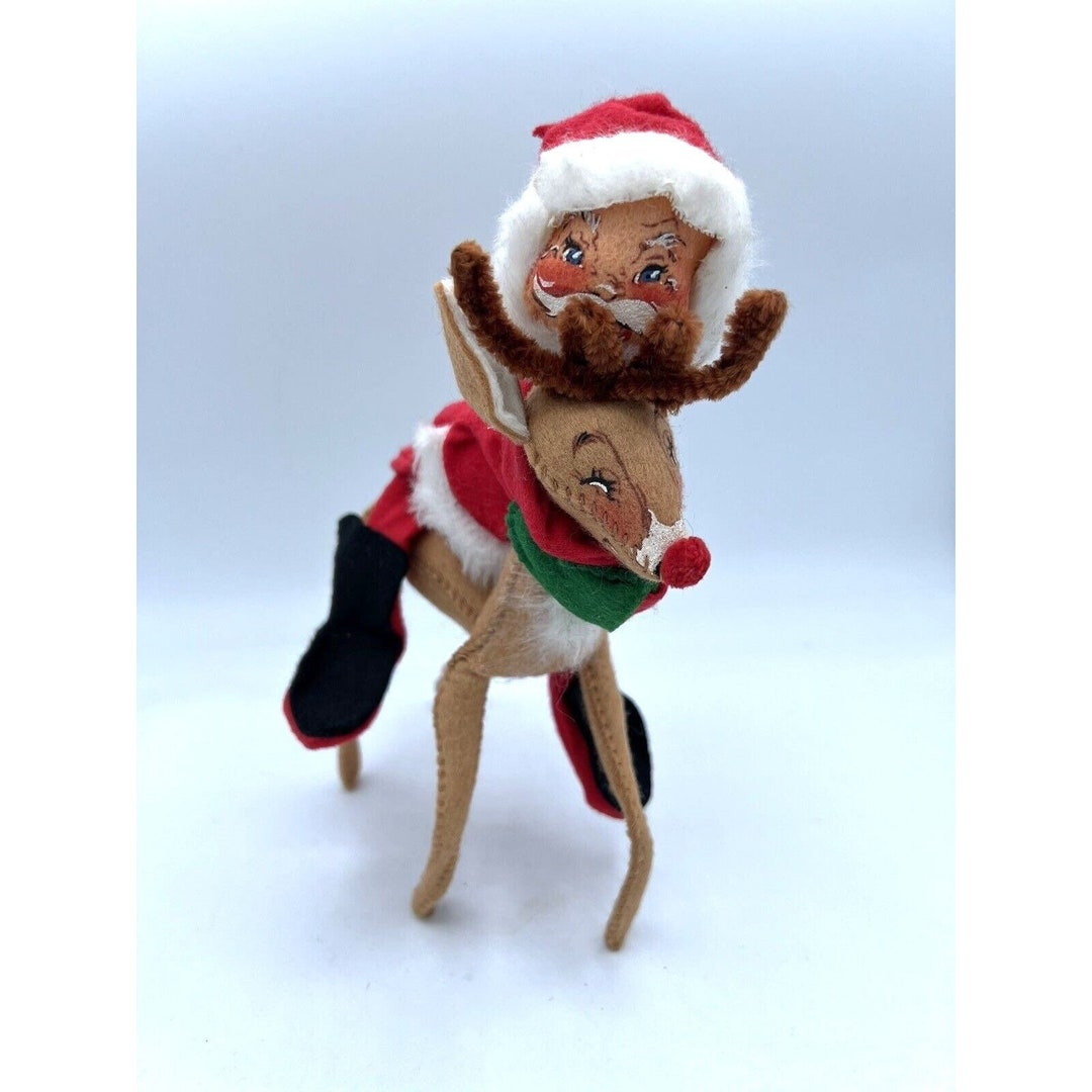 Annalee 7" Santa 10" Deer Riding Rudolph Red Nose Reindeer C143-71 1971 ...
