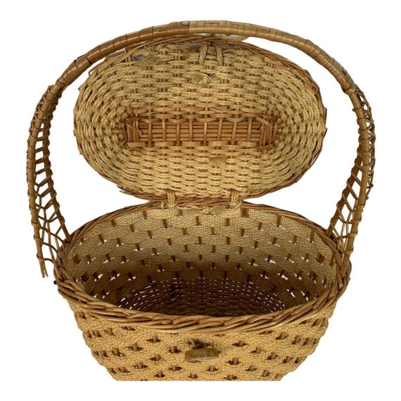 Nantucket Style Rattan Bucket Basket Purse 11 x 9 x 5… - Gem