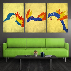 Cyndaquil Quilava Typhlosion Poster Set Cyndaquil Evolution Wall Art - Etsy