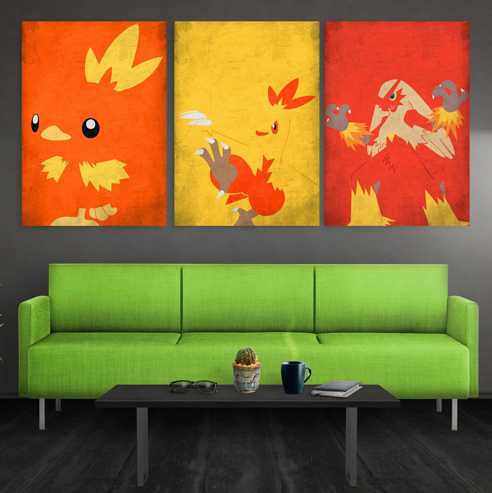 Torchic Evolution Poster Set Torchic Combusken Blaziken Poster Set Wall ...