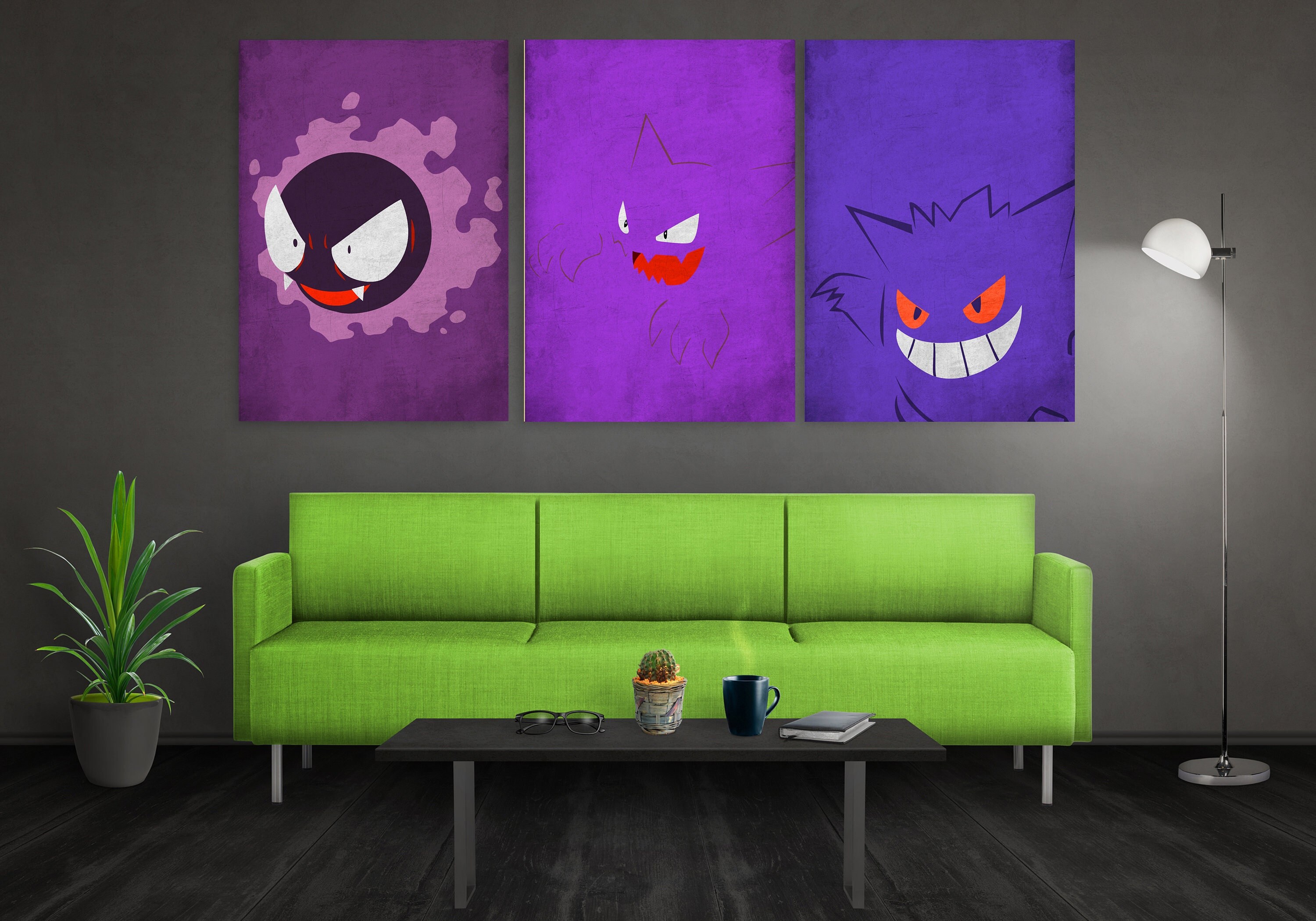 Vintage Gastly Evolution Poster Set Gastly Haunter Gengar Poster Set ...
