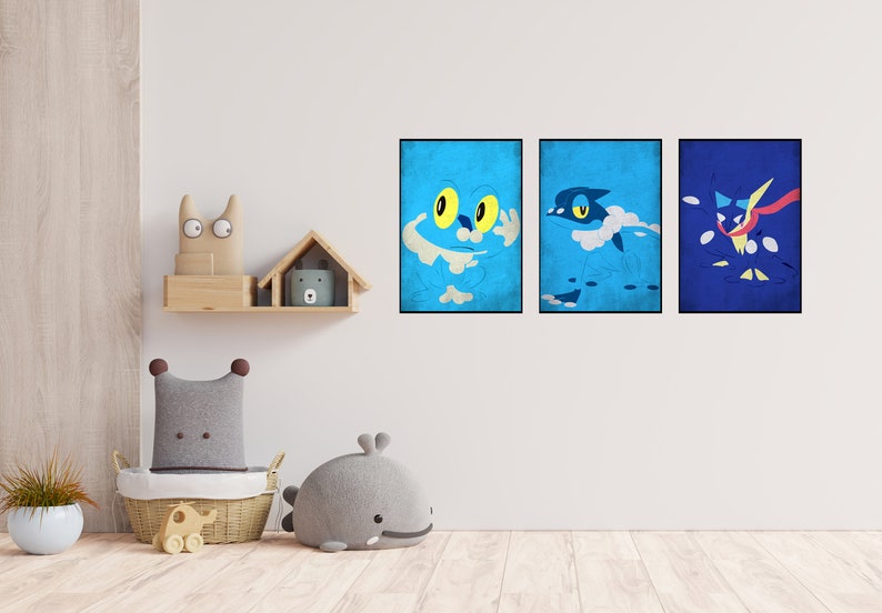 Froaki Evolution Poster Set Froakie Frogadier Greninja Poster Set Wall ...