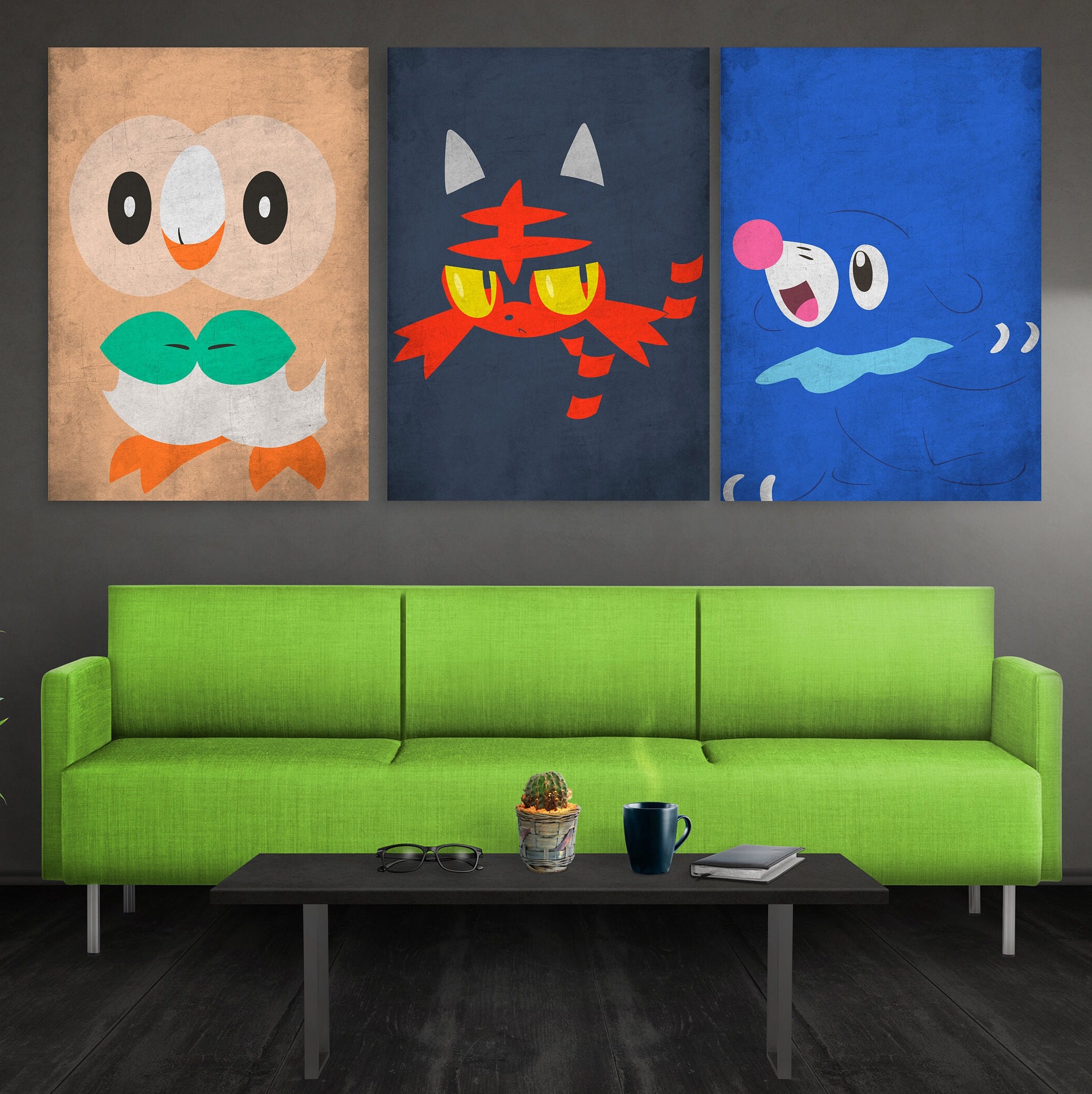 Seventh Generation Starter Poster Set Rowlet Litten Popplio Poster Set ...