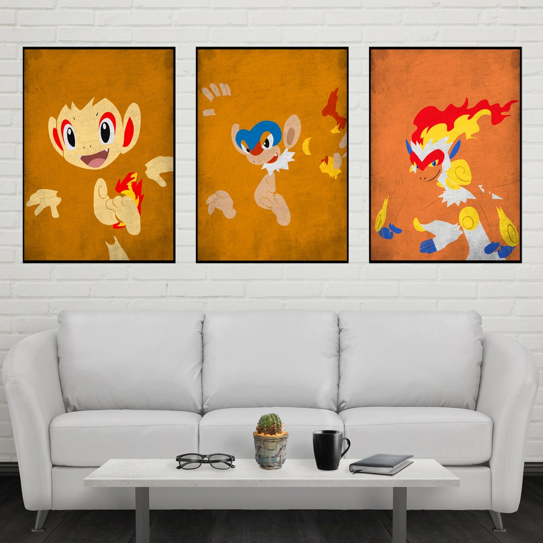 Chimchar Evolution Poster Set Chimchar Print Monferno Print Infernape ...