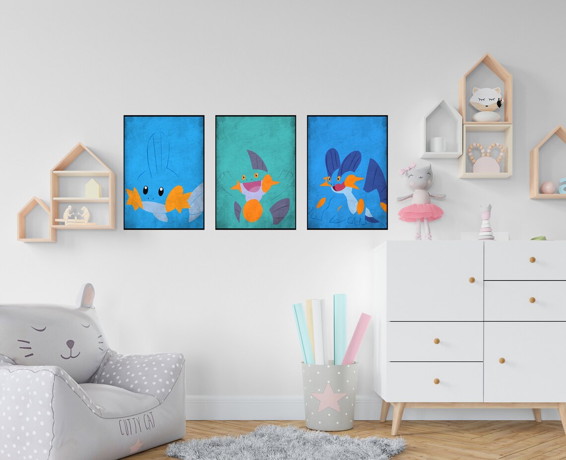 Mudkip Evolution Poster Set Mudkip Marshtomp Swampert Poster - Etsy