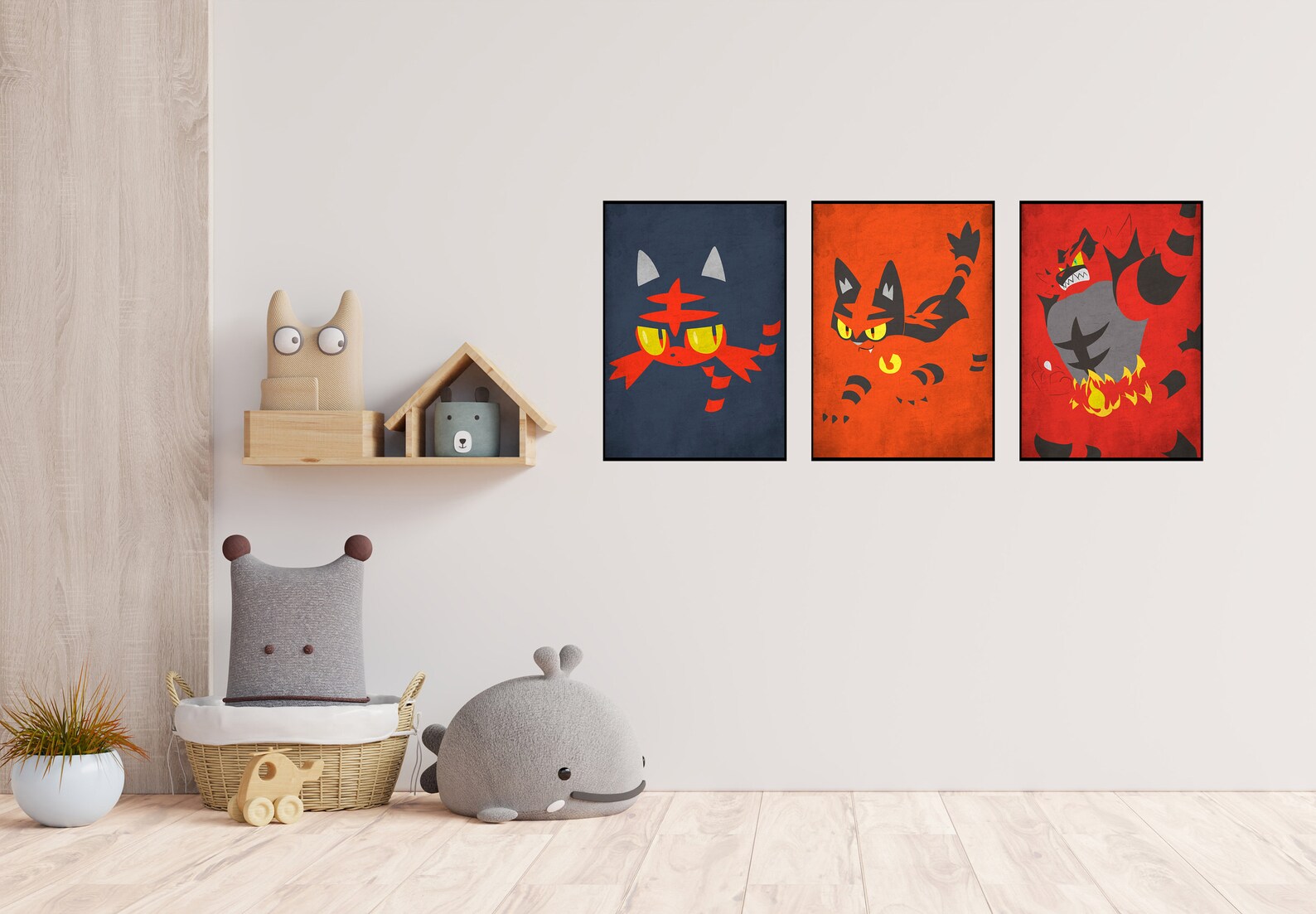 Litten Evolution Poster Set Litten Torracat Incineroar Poster - Etsy