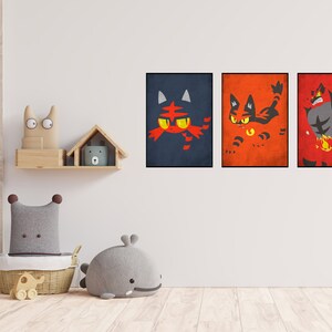 Litten Evolution Poster Set Litten Torracat Incineroar Poster - Etsy