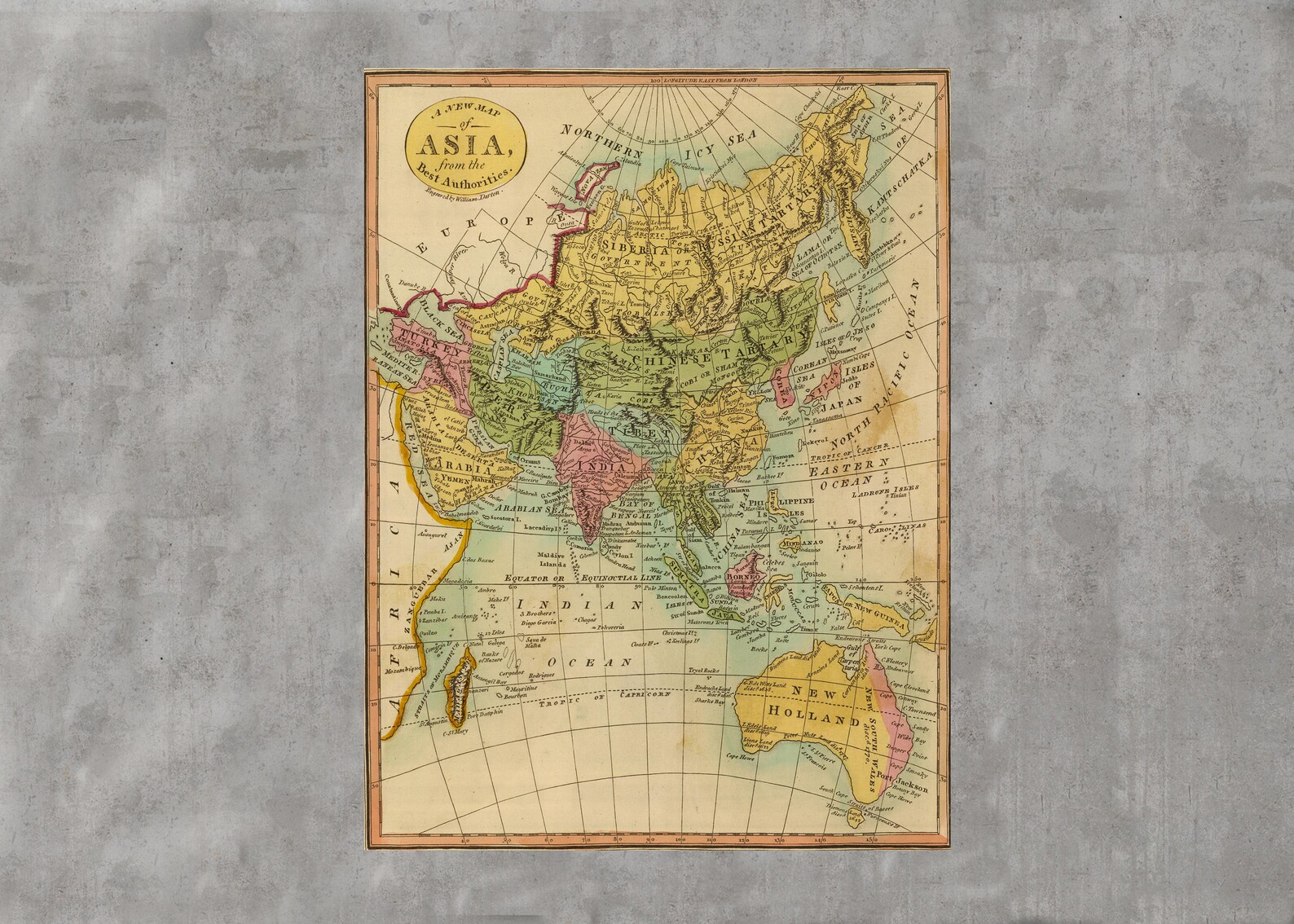 1812 Map of Asia Poster Old Asia Map Antique Asia Map Print | Etsy