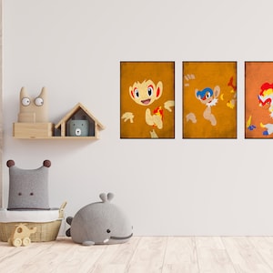 Chimchar Evolution Poster Set Chimchar Print Monferno Print Infernape ...