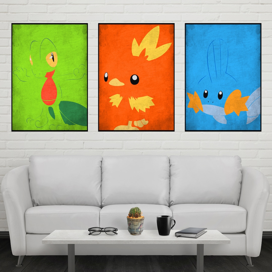 Treecko Torchic Mudkip Poster Set Third Generation Starter Pokemon ...