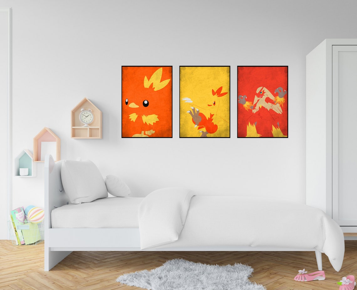 Torchic Evolution Poster Set Torchic Combusken Blaziken Poster - Etsy