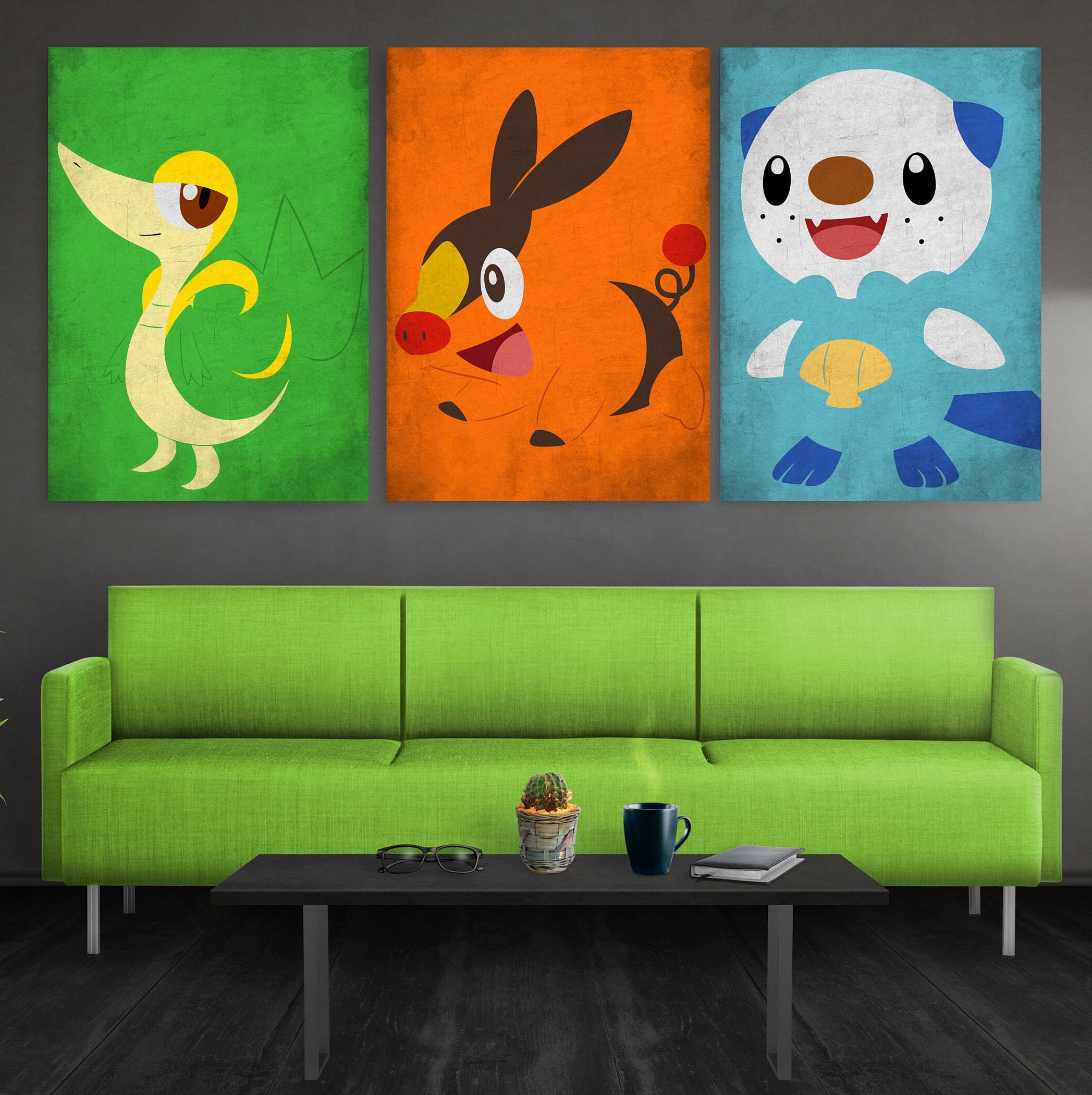 Snivy Tepig Oshawott Poster Set: Fifth Generation Starter Prints - Etsy