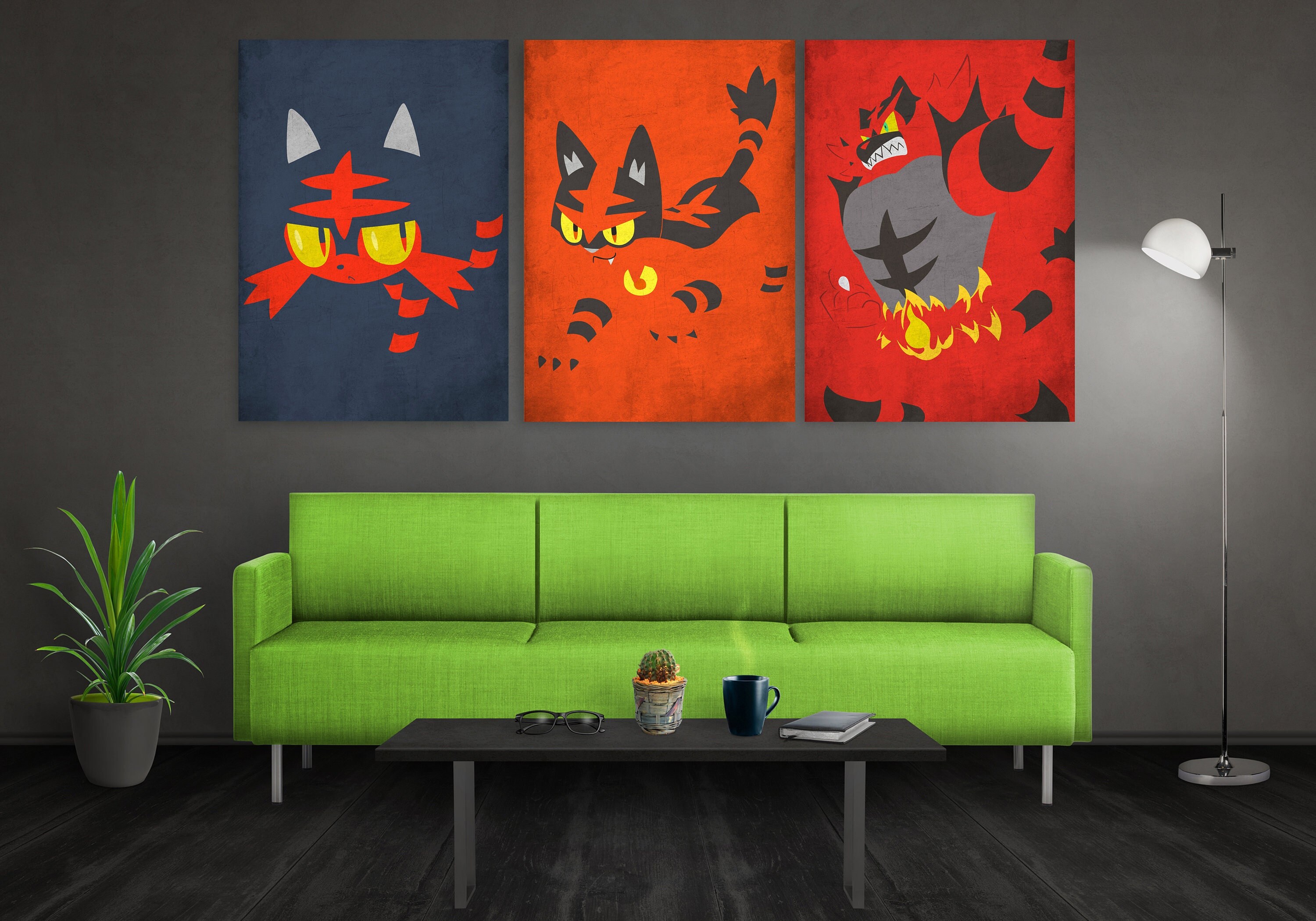 Litten Evolution Poster Set Litten Torracat Incineroar Poster - Etsy