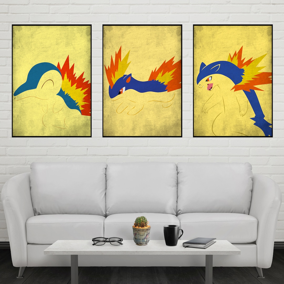 Cyndaquil Quilava Typhlosion Poster Set Cyndaquil Evolution Wall Art - Etsy