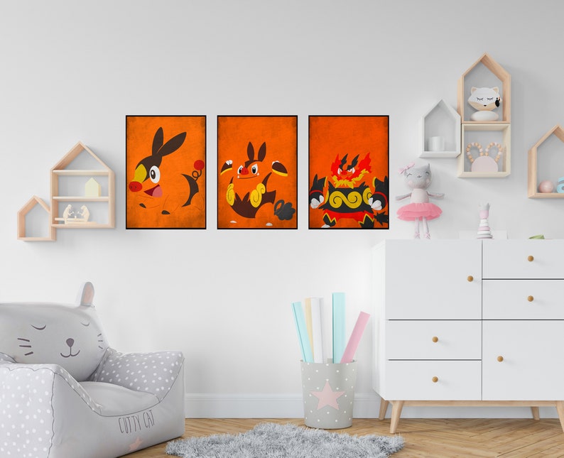 Tepig Evolution Poster Set Tepig Pignite Emboar Poster Set - Etsy