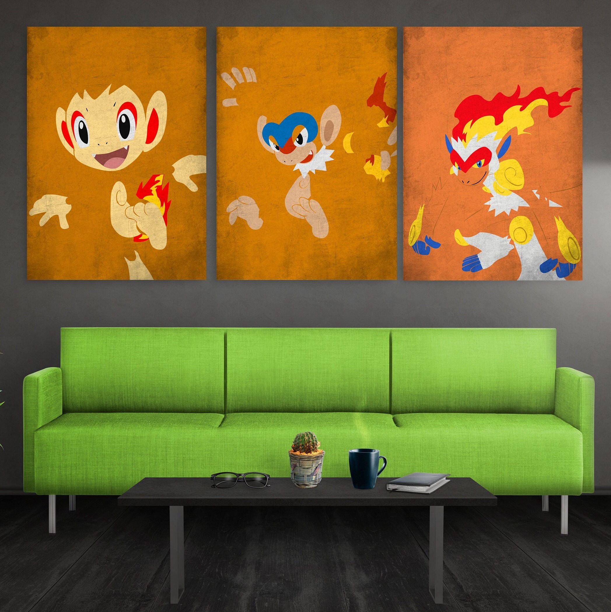 Chimchar Evolution Poster Set Chimchar Monferno Infernape Poster Set ...