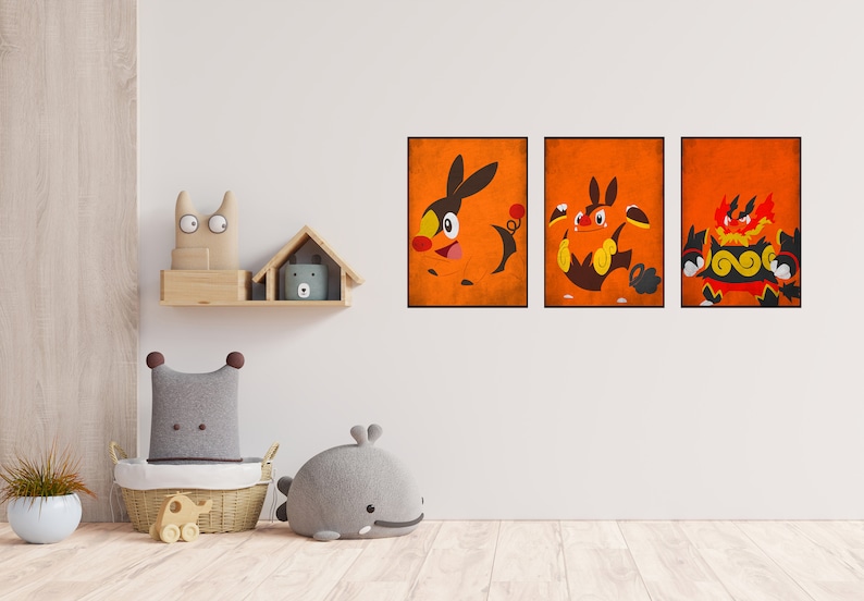 Tepig Evolution Poster Set Tepig Pignite Emboar Poster Set - Etsy