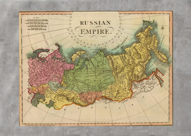 1812 Map of Russian Empire Poster Old Russian Empire Map | Etsy