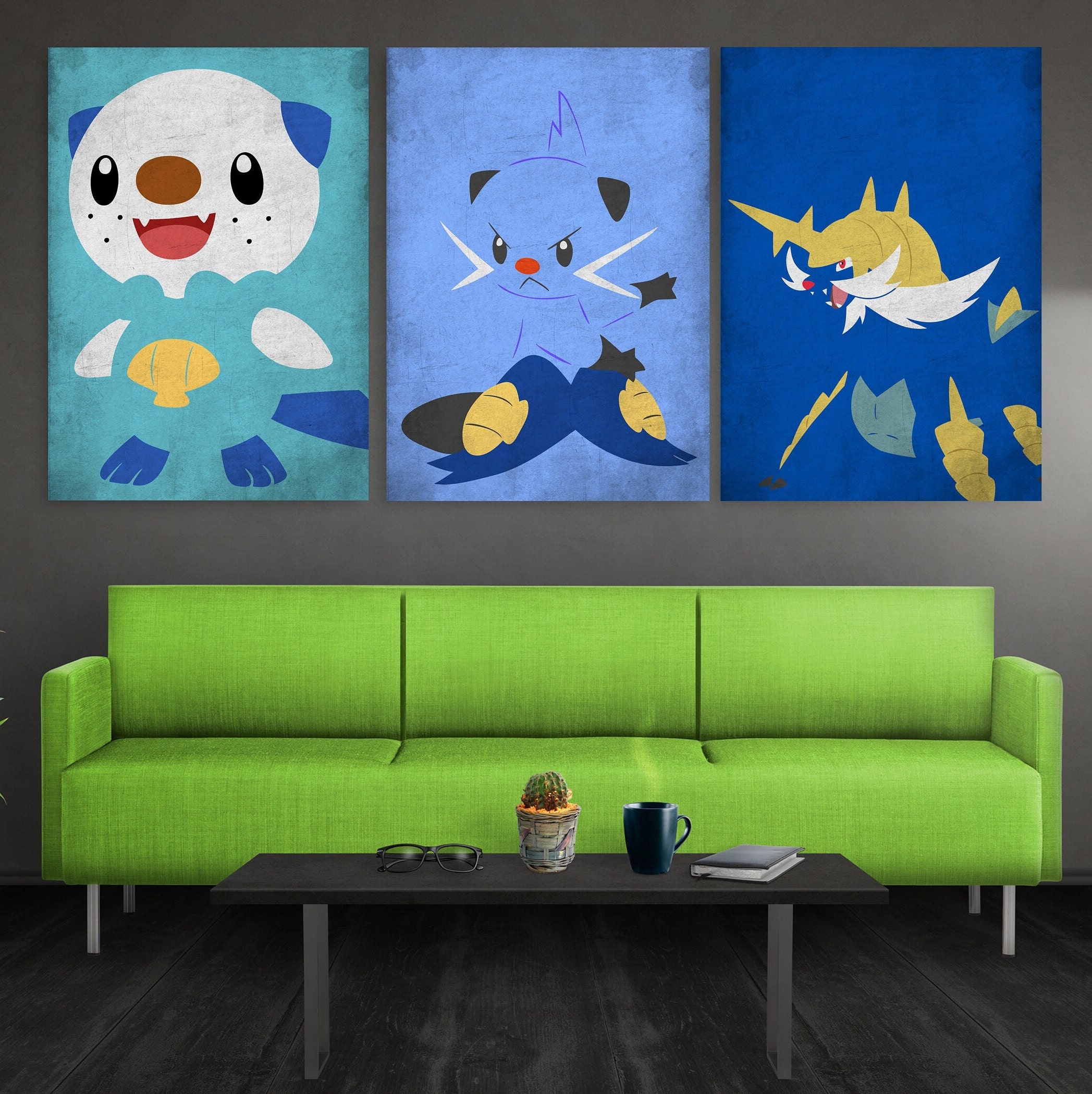 Oshawott Evolution Poster Set Oshawott Dewott Samurott Poster Set Wall ...