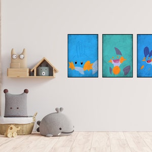 Mudkip Evolution Poster Set Mudkip Marshtomp Swampert Poster Set Wall ...