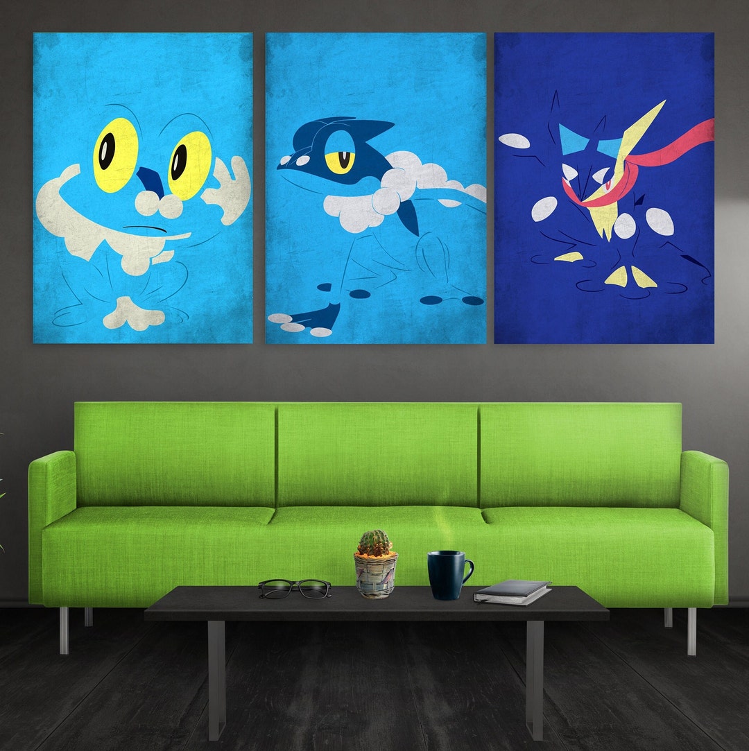 Froaki Evolution Poster Set Froakie Frogadier Greninja Poster Set Wall ...